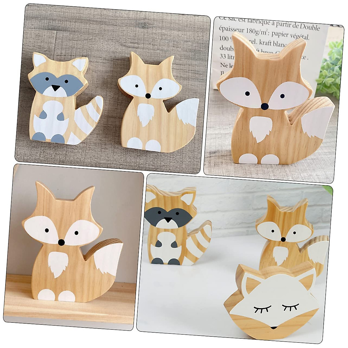 VOSAREA 2pcs Fox Ornament Gift Registry by Name Ornament Crafts Baby Milestone Blocks Desk Topper Cute Fox Figure Wood Fox Tabletop Fox Dining Room Decor for Table Model Desktop Wooden