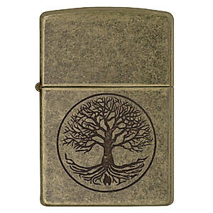 Zippo "Tree of Life Pocket Lighter, Antique Brass, One Size (29149)