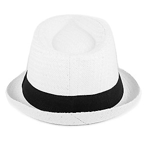 WESTEND Unisex Short Brim Fedora - Hats for Men & Women + Straw Fedora Hats, Cooling Mesh Hats, Fashion Fedora Hats 2023 White