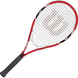 Wilson Federer Adult Recreational Tennis Racket - Grip Size 3 - 4 3/8", Red/White/Black