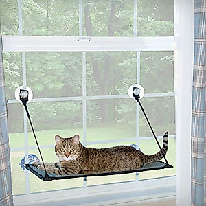 K&H Pet Products EZ Mount Window Sill Cat Bed, Cat Window Hammock, Sturdy Cat Window Perch for Large Cats, Cat Window Bed Cat Furniture, Cat Hammock for Window Cat Perch Cat Shelf - Single Level Gray