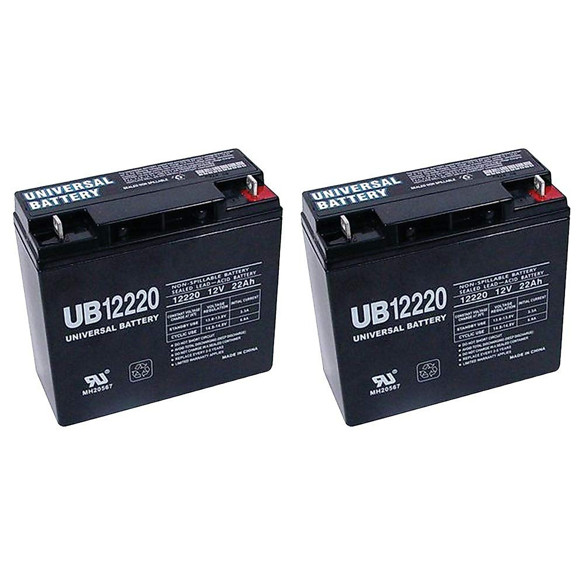 UPG 12V 22Ah Battery for Bruno Typhoon C3 RWD Wheelchair - 2 Pack