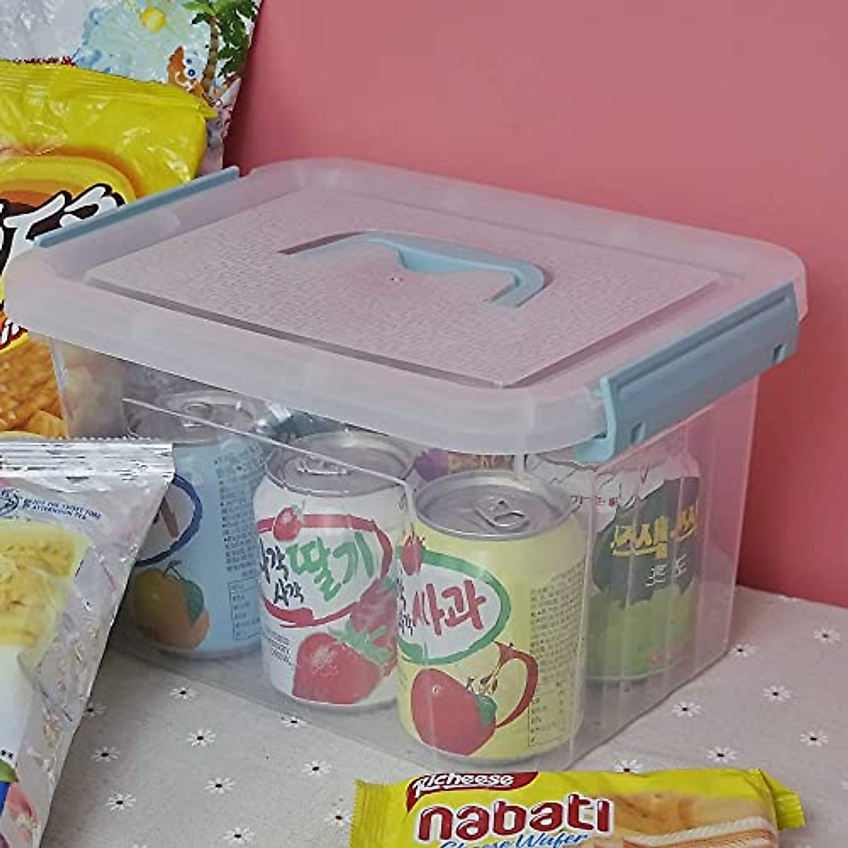 Sosody 6 L Plastic Clear Storage Bins, Small Clear Latch Storage Boxes, 6-Pack