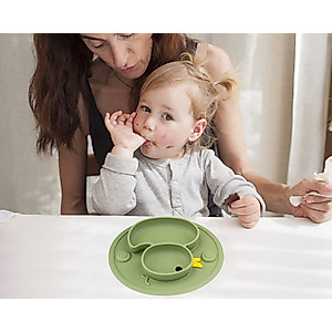 Qshare Toddler Plate, Portable Baby Plates for Toddlers and Kids, BPA-Free Strong Suction Plates for Toddlers, Dishwasher & Microwave Safe Silicone Placemat 9x6x1.4 inch