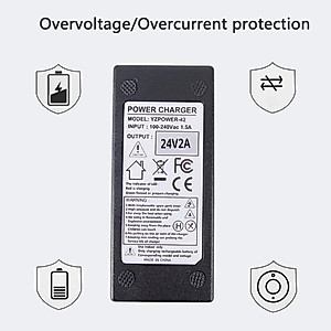 Abakoo 24V 2A Battery Charger with XLR Connector for Ezip Mountain Trailz S400 S500,Jazzy, Pride, S300 S350 S650, Ezip 400 500 650 750 900 Mountain Trailz, Shoprider