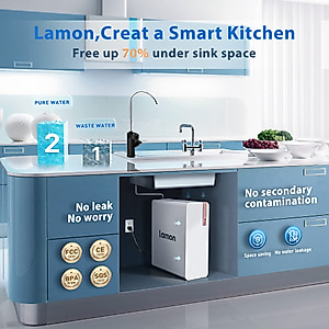 Lamon R1PRO Reverse Osmosis Water Filter System, NSF/ANSI 42 Certified RO System Under Sink, Free Mineral Filter, Smart Faucet, 2:1 Pure to Drain, Reduces TDS