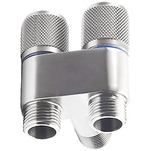 1-In-2-Out Dual Control Valve, Handheld Bidet Sprayer for Toilet G1/2 Double Control Washing Machine Faucet Hand Sprayer Kit for Feminine Wash, Pet, Cloth, Bidet Bathroom Cleaning (Silver)