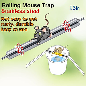 13inch Rolling Log Mouse Trap Rat Bucket Trap Humane Catch or Kill Spinning Roller Trap
