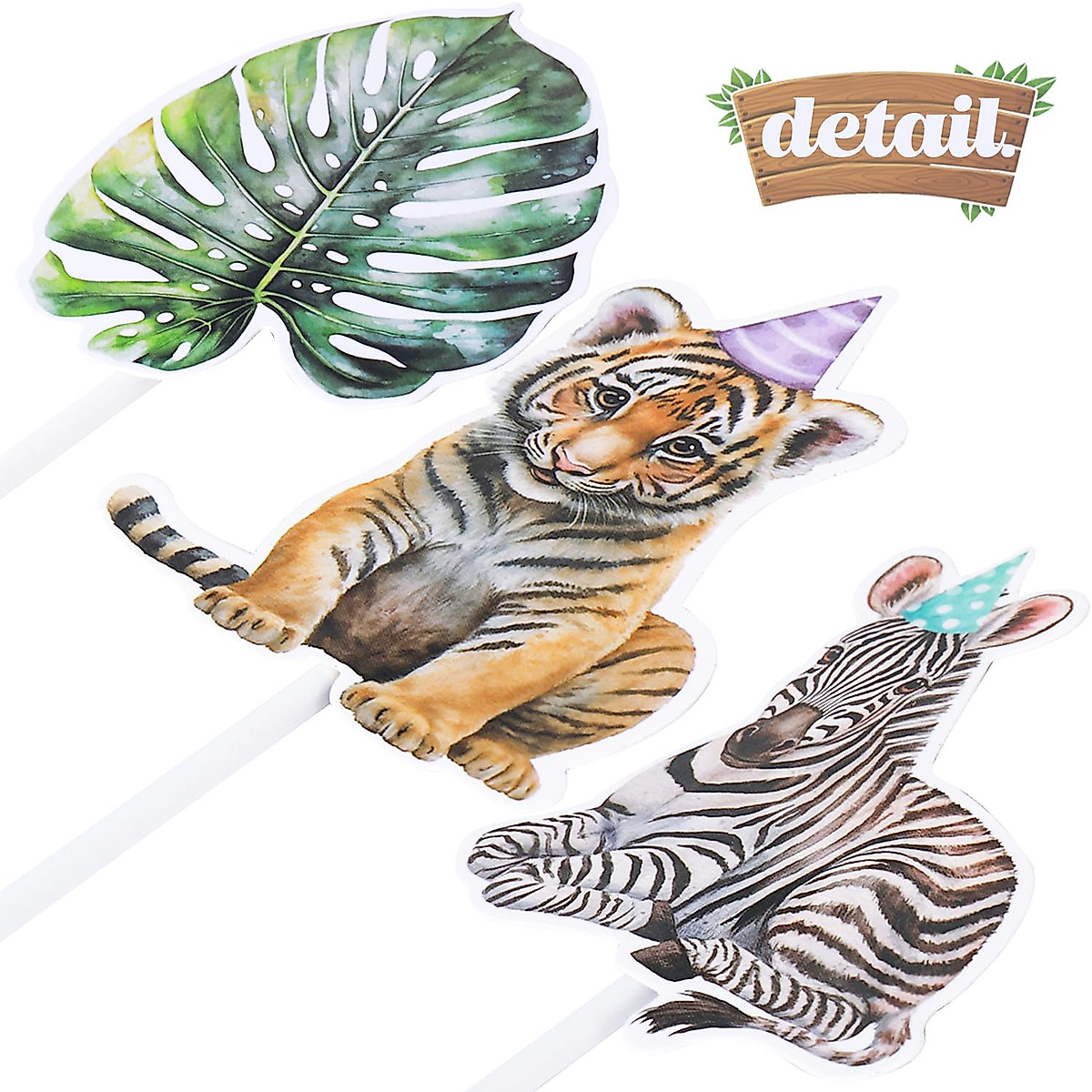 CANDY CHEF Safari Animal Cupcake Toppers, 24Pcs, Jungle Themed Decorations for Baby Shower Supplies