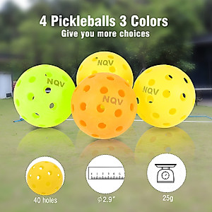 NQV Pickleball Set with Net, Pickleball Set, Regulation Size Pickleball Net Portable Outdoor Indoor Driveway. 4 USAPA Approved Graphite Pickleball Paddles+22ft Net+4 Pickleballs+2 Bags+2 Chalks