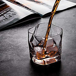 Keqin 250ML Irregular Glassware Diamond Twisted Wavy Crystal Whiskey Glass Set, 35 - Ounce, Set of 6, Unique Gift for Men or Women