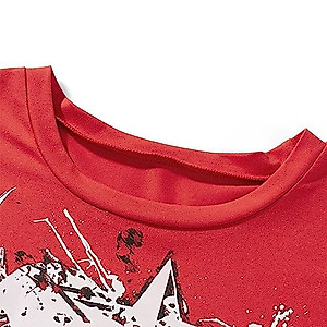 Y2k Women Grunge Short Sleeve Teen Girl Aesthetic Top Skull Graphic Print Oversized Halloween Baggy Tshirt (Red Star, M)