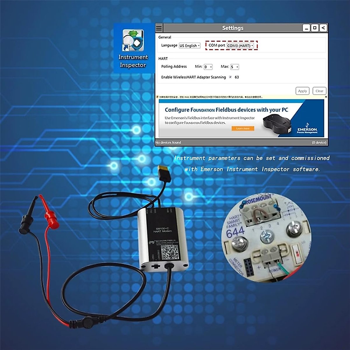 A.Dinsenen integrative USB Hart Modem USB to Hart Protocol Modem Hart Transmitter HART Convertor（Suitable for All Devices Which Support Hart Protocol）