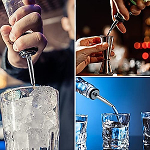 Zulay 4 Pack Stainless Steel Liquor Pourers with Rubber Dust Caps - Tapered Spout Liquor Bottle Pourers for Alcohol - Pour Spout For Liquor Bottles, Olive Oil Dispensers, Syrup, Vinegar, Juice