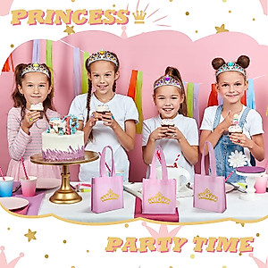 Yinder 12 Princess Party Favors Costume Dress up Accessories Set Included Gift Bags Princess Plastic Crown Tiara Rings and Wands Christmas Birthday Party Jewelry(Elegant Style)