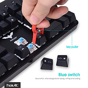 HAVIT LED Backlit Wired Mechanical Gaming Keyboard with Blue Switches,Black
