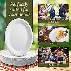 Reli. Compostable Oval Paper Plates, 12 Inch (125 Count) | White, Large Paper Plates | Heavy Duty, Disposable | Disposable Platters (12x10) | Made of Sugarcane Fibers, Bagasse- Biodegradable
