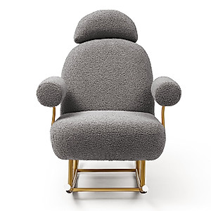 Morhome Nursery Chairs Indoor Rocking Armchair with Side Pocket for Living, Bedroom, Baby Room, E-Beige Style