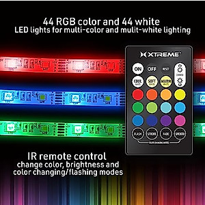 Xtreme Lit 6.5ft Indoor Motion Activated RGBW Color-Changing LED Light Strip, Battery Powered