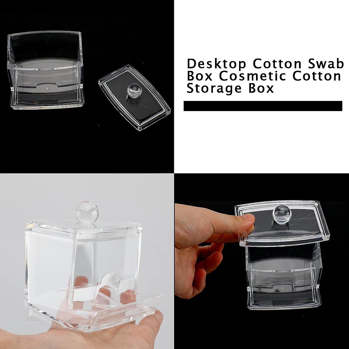10 Ounce Cotton Swab Pad Holder With Lid Large Acrylic Clear Bathroom Organizer, Cotton Ball Holder Apothecary Jar for Makeup Pads/Toothpicks/Dental Floss