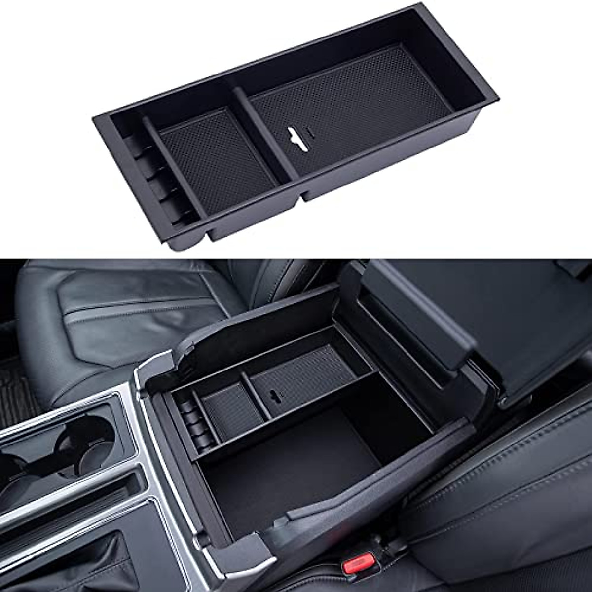PIMCAR Compatible with Ford 2015-2020 F150, 2017-2022 F250 F350 F450, 2018-2022 Expedition Center Console Organizer Insert Tray Pallet Storage Accessories (Work Great with The Factory Tray) - Black