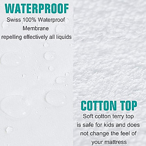 Top Head Flex Split King Mattress Protector Fitted Style 15" Deep Pocket 78" x 80", 32" Split from Top Adjustable Top-Split King Bed (Split Head Flex King Size Waterproof Mattress Protector)