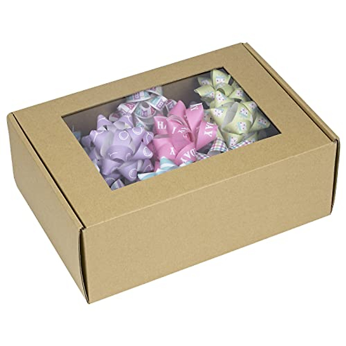 RUSPEPA Paper Birthday Gift Bow Assortment - Pink, Purple, Blue and Green Design for Birthday, Holiday, Party, Wedding, Baby Shower - Total 14 Bows, 3 Size