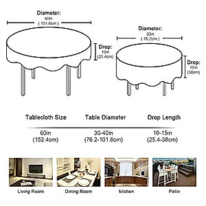 Pfrewn Spa Zen Garden Round Tablecloth Basalt Stones Orchid Table Cloth Cover Mat Lace Washable Polyester 60" Dining Decorative for Holiday Home Party Wedding Picnic