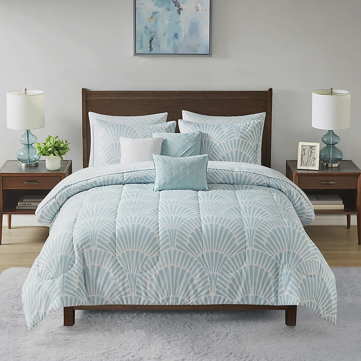 Beautyrest Polyester Printed 10-PC King Comforter Set with Aqua BR9144409622-14