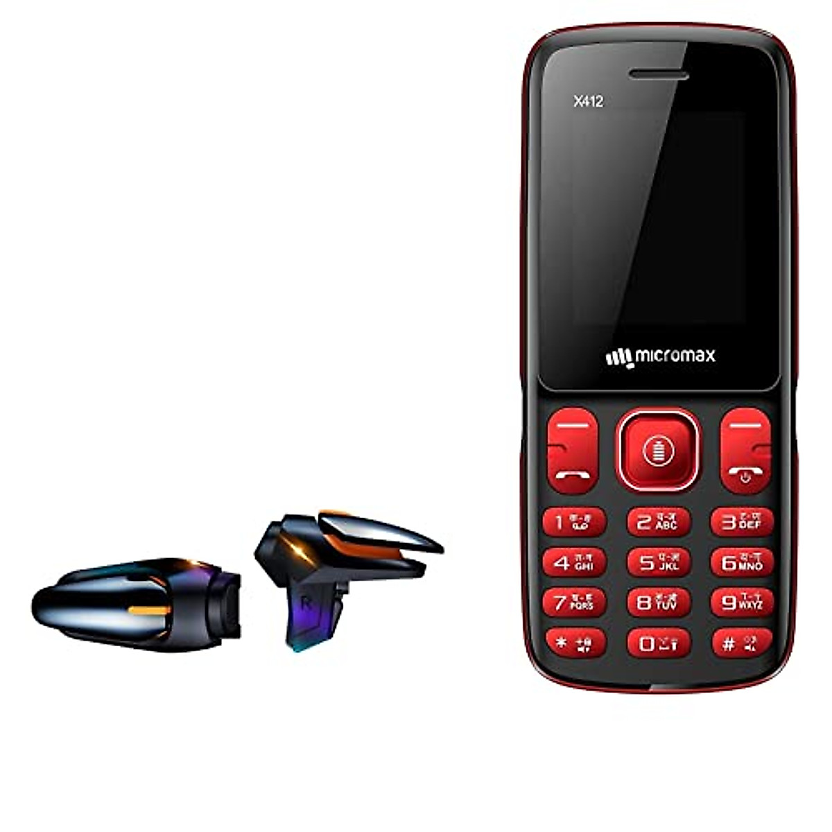 BoxWave Gaming Gear Compatible With Micromax X412 - Touchscreen QuickTrigger Auto, Trigger Buttons Autofire Gaming Mobile FPS - Jet Black