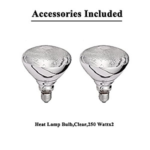 KOUWO Food Heat Lamps with Dual 250w Bulbs Food Warmer Lights Food Heating Warmer Lamp Restaurant Kitchen Buffet Warmer Table (Double Head)