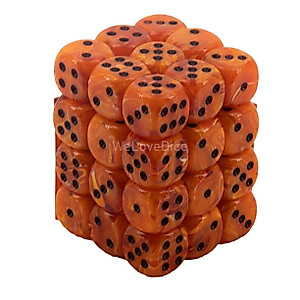 DND Dice Set-Chessex D&D Dice-12mm Vortex Orange and Black Polyhedral Dice Set-Dungeons and Dragons Dice Includes 36 Dice – D6, Various (CHX27833)