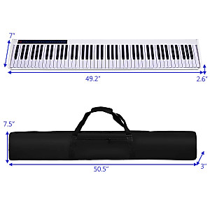 HOMGX 88-key Digital Piano, Portable Electric Keyboard w/Dynamic Adjustment, Connect to Phone, MIDI/USB Interface, External Speaker, Sustain Pedal, 128 Rhythm & 128 Tone, Carry Bag (White)