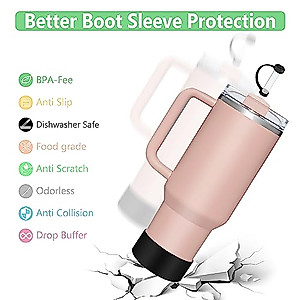 Silicone Spill Proof Stopper Set and Protective Boot for Stanley H2.0 40oz 30oz Tumbler,2 Tumbler Silicone Boot, 2 Straw Cover Cap, 4 Leak Sproof Stopper,Stanley Cup Accessories(Black)
