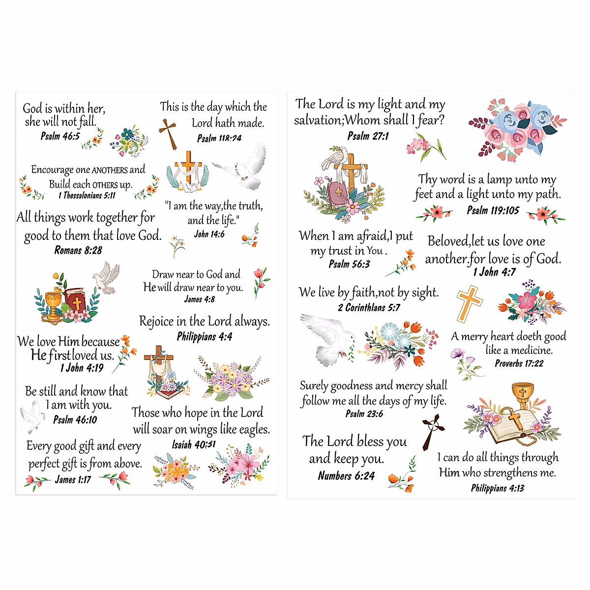 Rub On Transfers Stickers Bible Verse Motivational Faith Labels Jesus Christian Seals 8.26 x 11.69 Inch Scripture Inspirational Pray Stickers Religious Faith Labels for Bottles 2 Sheets