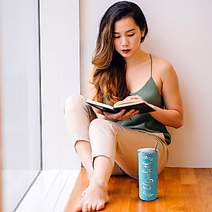 Personalized Skinny Tumblers with Lid, Gifts for Her 20 oz Purple, 12 Designs | Custom Engraved Tumbler w Name - Personalized Cups - Gifts for Women, Double-Walled Stainless Steel