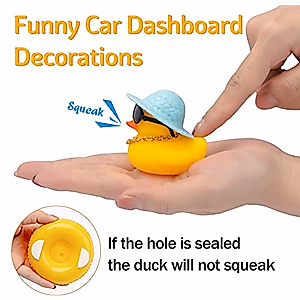 wonuu Car Rubber Duck 2Pcs Duck Car Decoration Dashboard Car Ornament for Car Dashboard Decoration Accessories with Mini Swim Ring Sun Hat Necklace Sunglasses