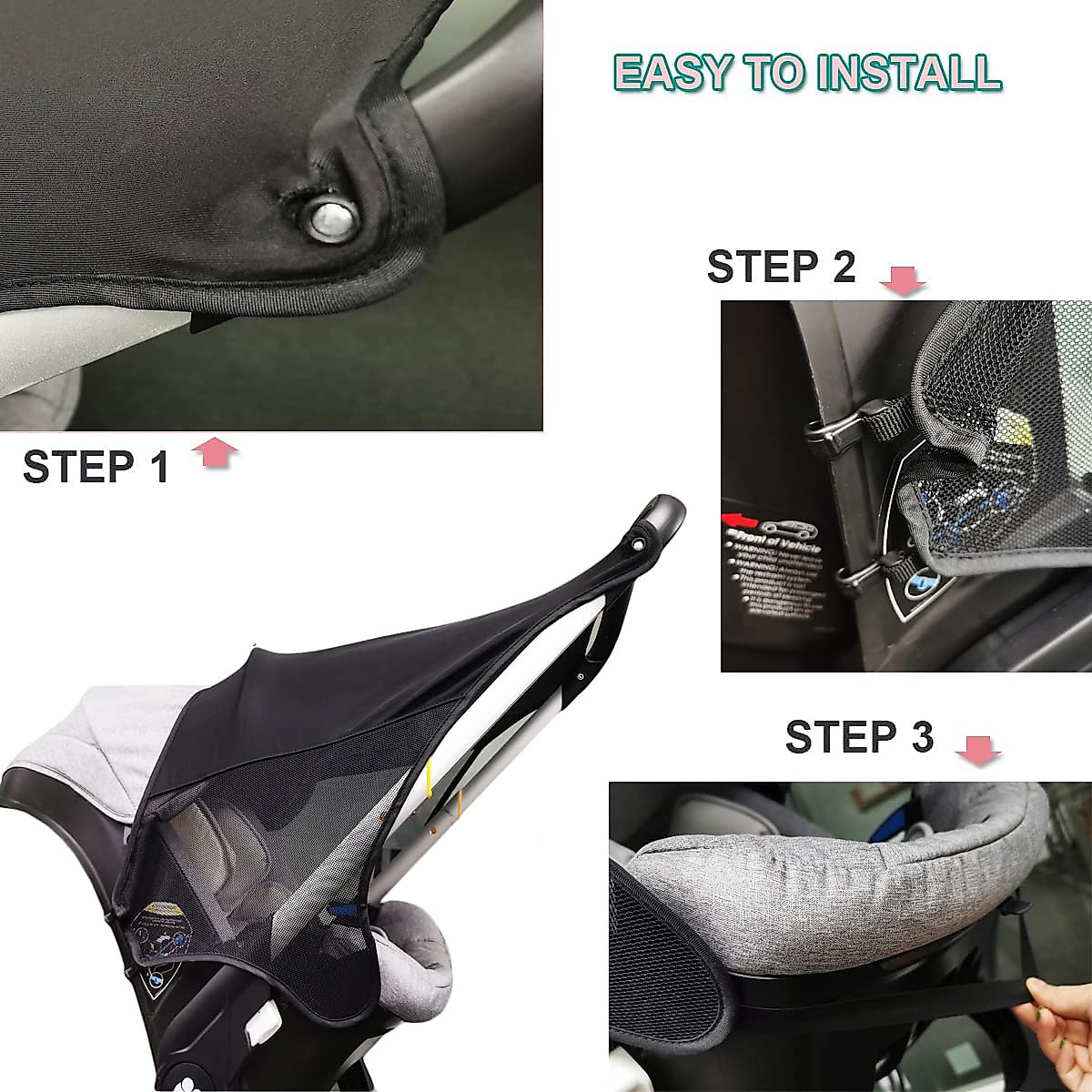iCaicoyo Stroller Sun Shade for Doona Stroller and Baby Car seat, UV Protection Sun Cover for Baby Pushchairs Strollers Functional Sun Protection Shade and Sleep Aid for Infant Buggy Carrycot