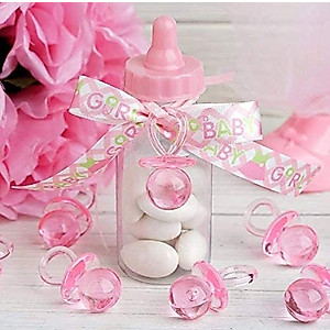 Adorox (144 Pieces) Pink Acrylic Baby Pacifiers Baby Shower Decoration Table Scatter
