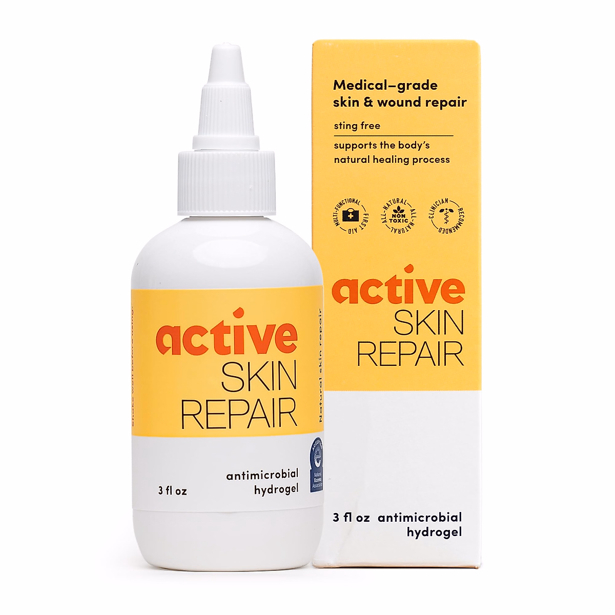 Active Skin Repair First Aid Healing Skin Hydrogel - Natural & Non-Toxic Repairing Ointment with Hypochlorus Acid for Minor Cuts, Wounds, Scrapes, Rashes, Sunburns, & More, HSA/FSA Eligible, 3 oz