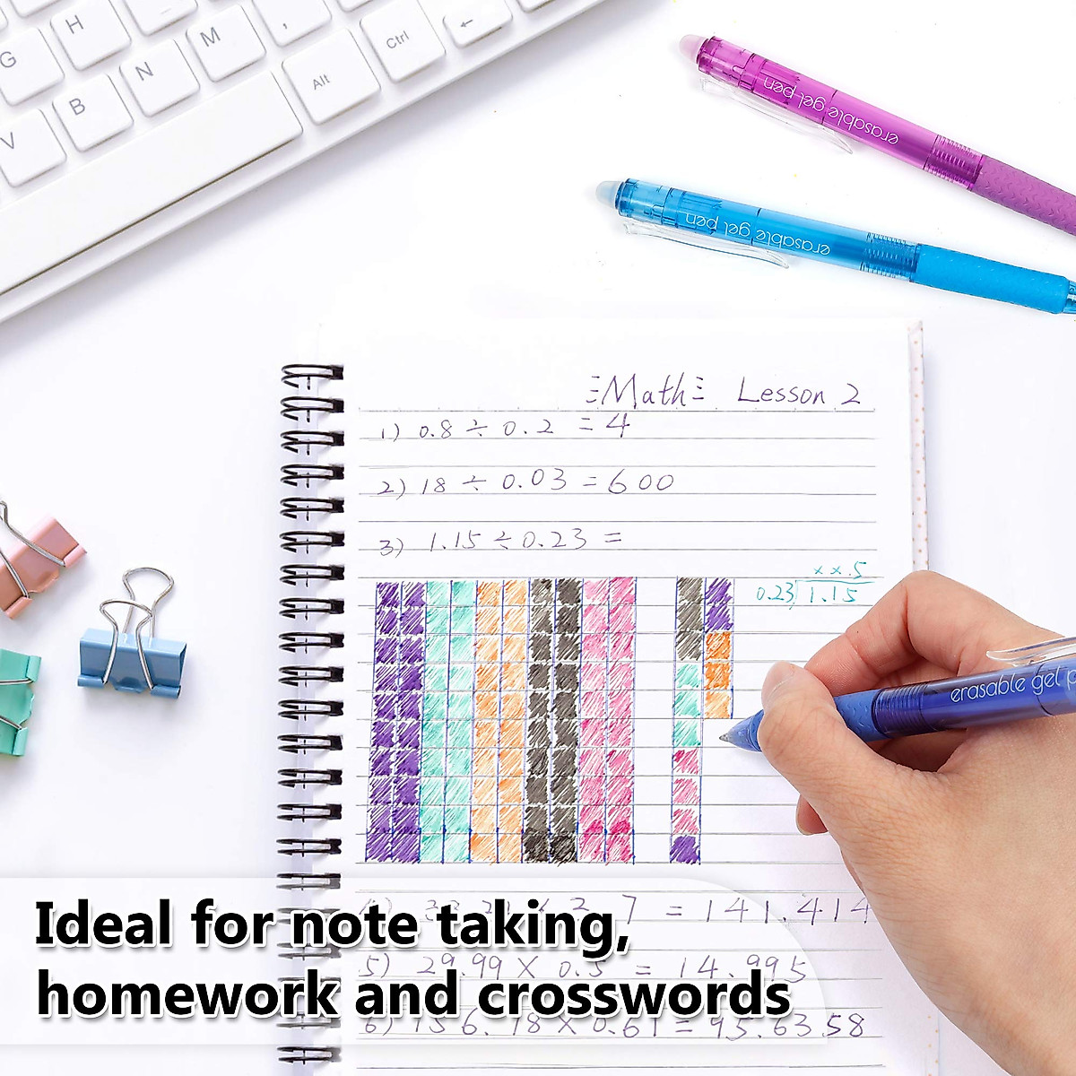 Vanstek 22 Colors Retractable Erasable Gel Pens Clicker, Fine Point(0.7), Make Mistakes Disappear, Premium Comfort Grip for Drawing Writing Planner and Crossword Puzzles