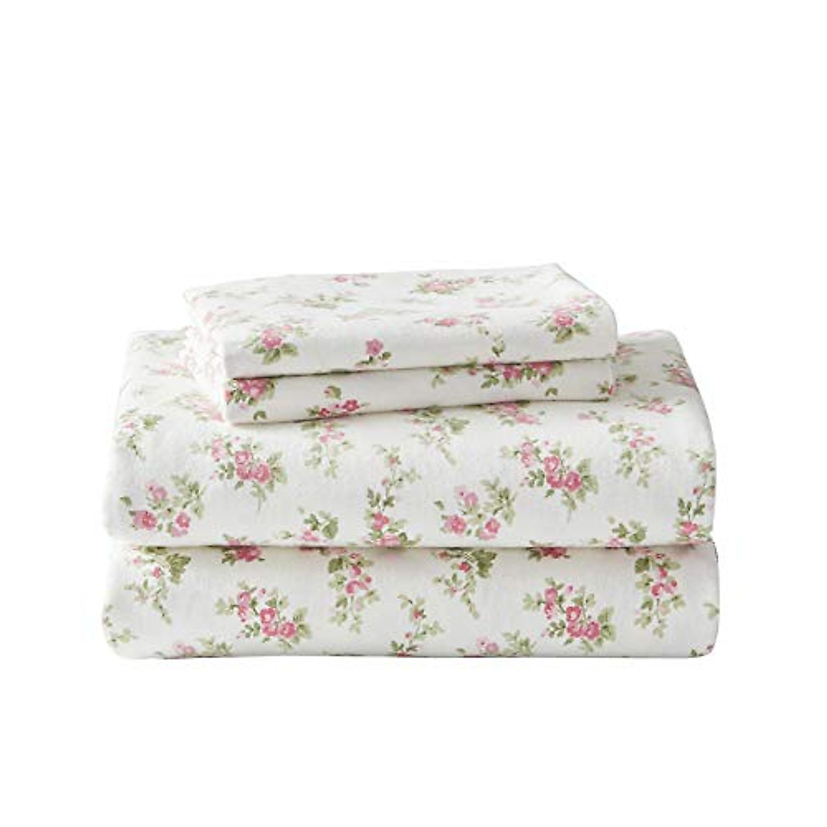 Laura Ashley Home - Queen Sheets, Cotton Flannel Bedding Set, Brushed for Extra Softness & Comfort (Audrey, Queen)