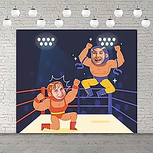 Wrestling Banner Wrestling Matches Pretend Play Party Game Backdrop Large Wrestler Warriors Fighting Face Sports Wrestling Ring Theme Decor Decorations for Boys Men Birthday Party Wrestling Party Supplies