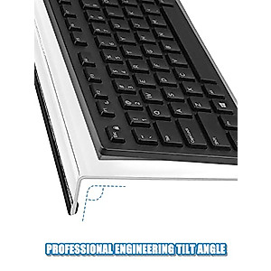 Kalolary 3 Pcs Acrylic Tilted Computer Keyboard Holder with Mouse & Keyboard Wrist Rest Pad, Computer Keyboard Stand Set for Easy Ergonomic Typing for Office Desk, Home, School