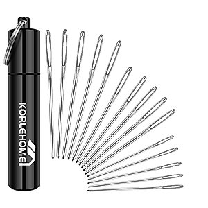 KORLEHOME Yarn Needles,15 Pcs Large Eye Blunt Needles ,Crafting Needles,Weaving Needles black K01 K01