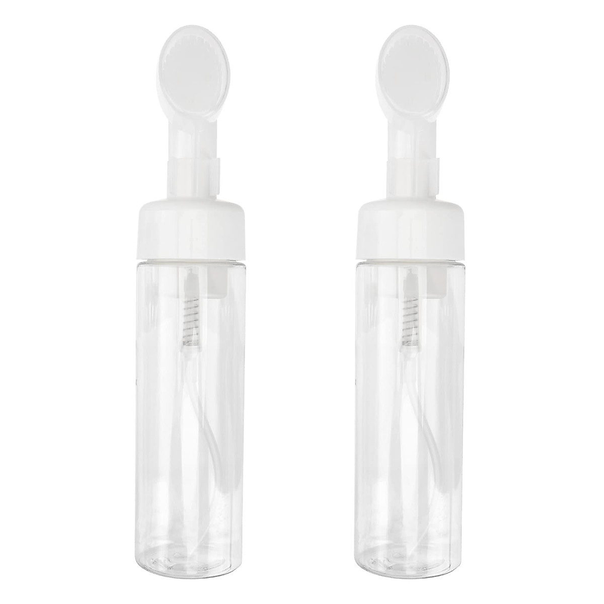 Lurrose Foaming Bottle with Brush, 200ml Plastic Mini foaming soap Dispenser Pump Dispenser Bottle sub Bottle Empty Facial foaming Bottle for Shampoo, Liquid, Oil, 2pcs