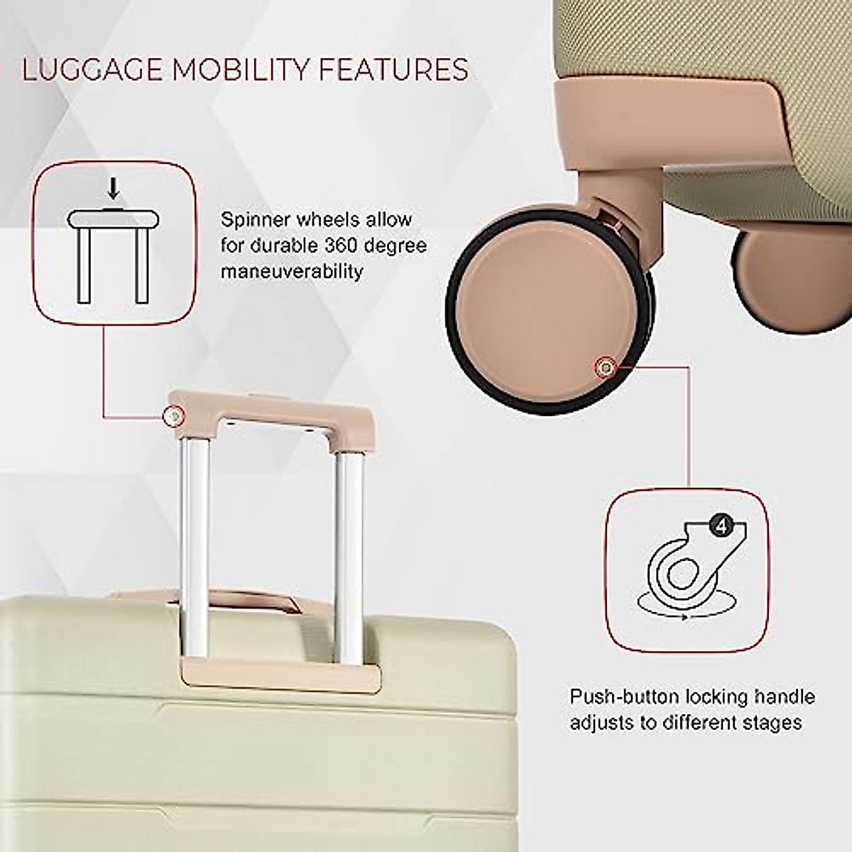 Merax 3 Pcs Expandable ABS Hardshell Luggage Sets with Spinner Wheel Suitcase TSA Lock Suit Case, Golden Green, (20/24/28)