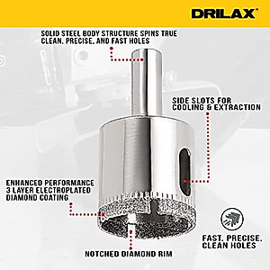 1 1/4 Inch Diamond Drill Bit Tile Hole Saw Ceramic Porcelain Quartz Granite Glass Fish Tank Kitchen Bathroom Shower Faucet Installation 1.25 Inches Single Pack