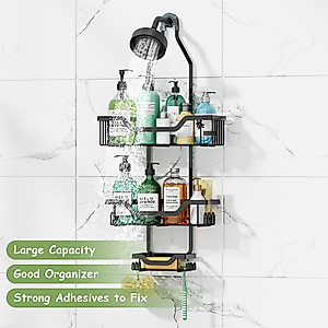 HMIEPRS Hanging Shower Caddy Over Shower Head, Bathroom Shower Organizer Hanging with Soap Holder Hooks, Large Capacity Shower Rack Basket Shelf for Towels, Sponge, Razor, Shampoo