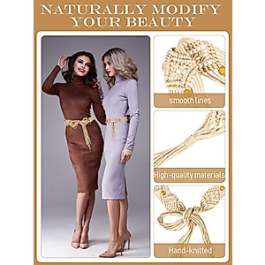 Hercicy Women Bohemian Style Belt Macrame Braid Waist Belt for Dresses Christmas (Khaki) Medium